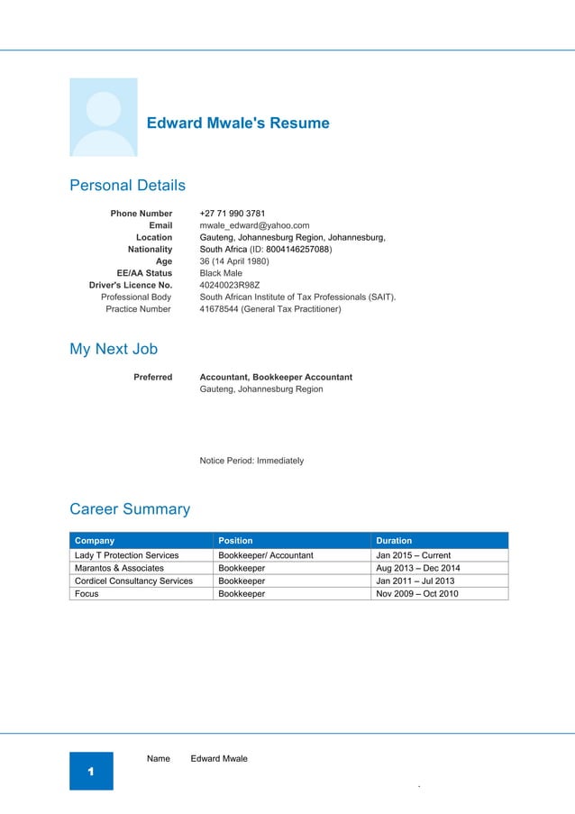 Edward Mwale's CV1 | DOC