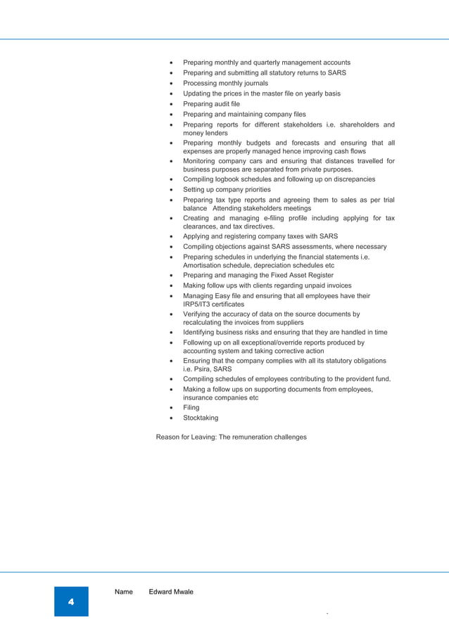 Edward Mwale's CV1 | PDF