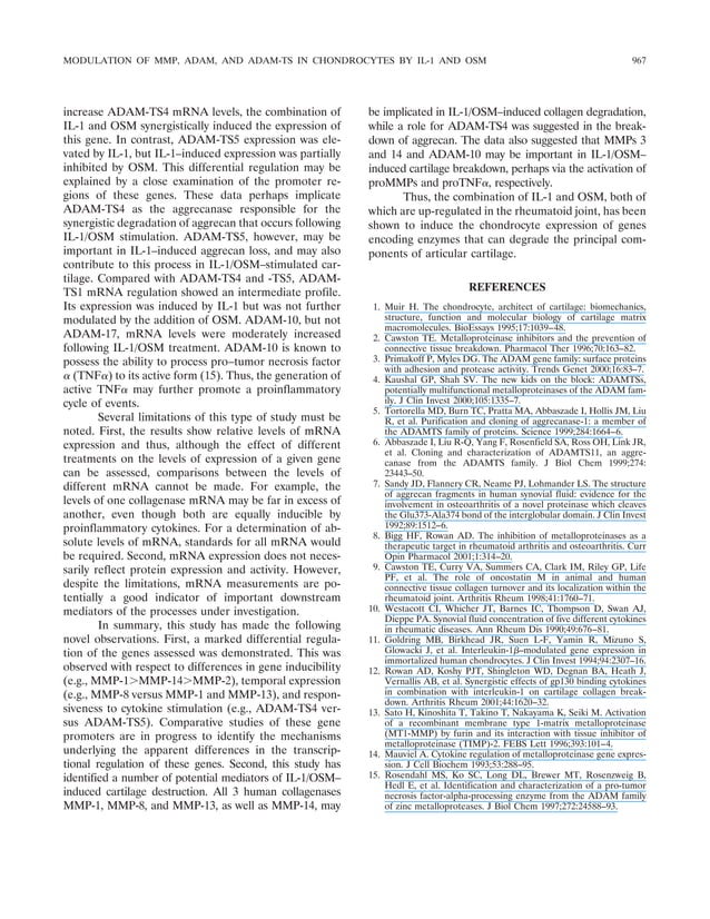 Modulation of MMP and ADAM gene expression in human chondrocytes by IL ...