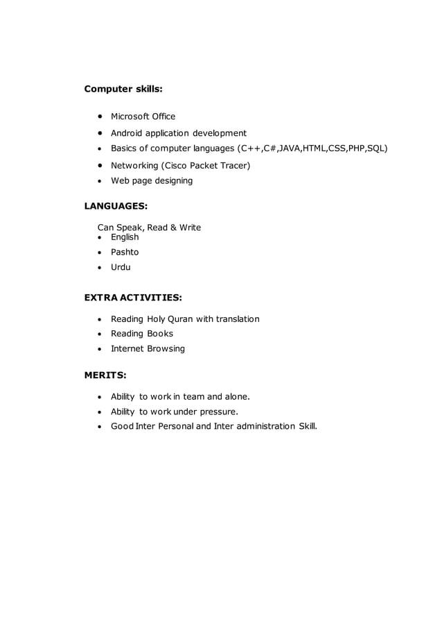 Saad Khan CV | DOCX | Programming Languages | Computing
