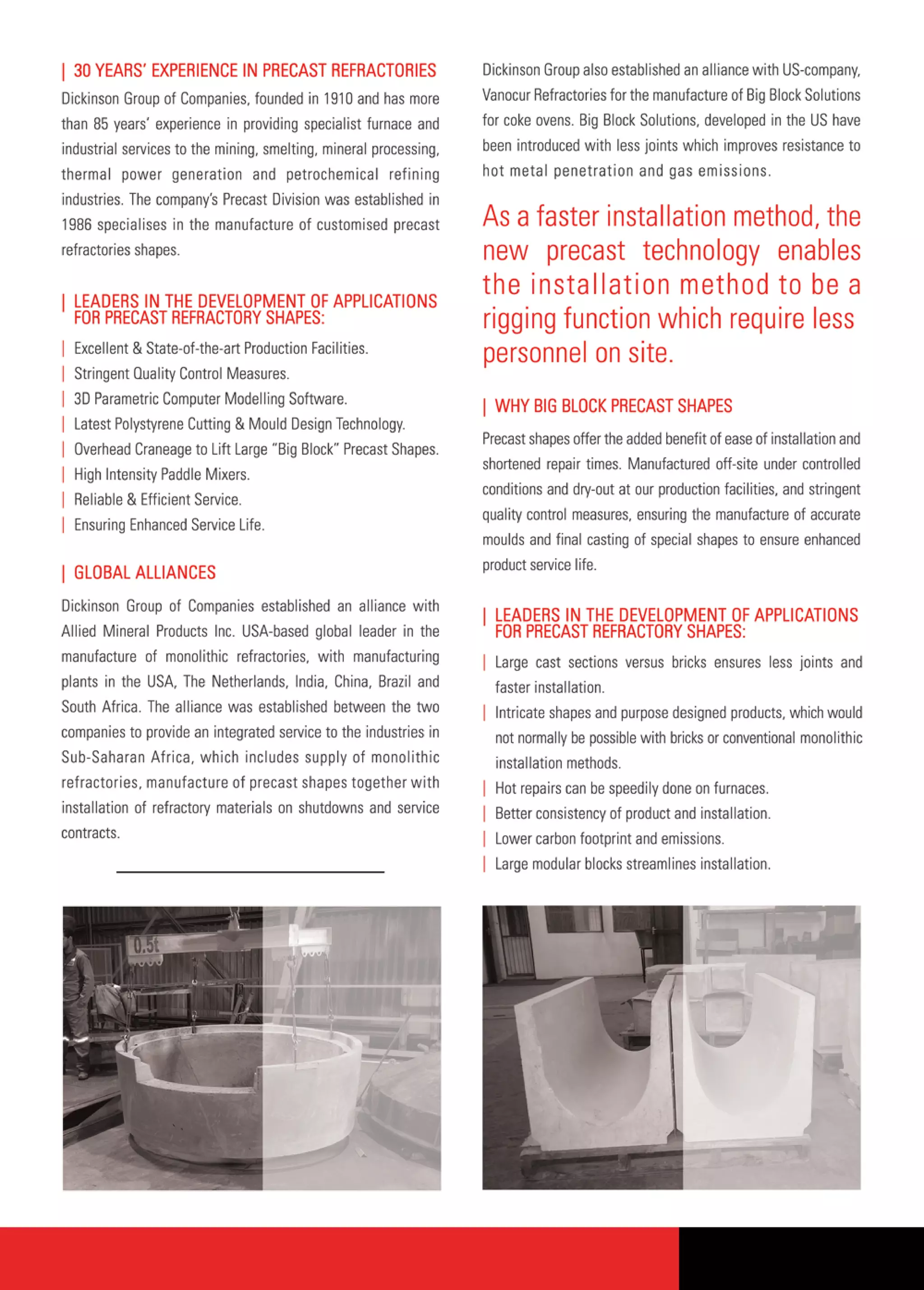 Dickinson Group of Companies - Precast Refractory Shapes | PDF