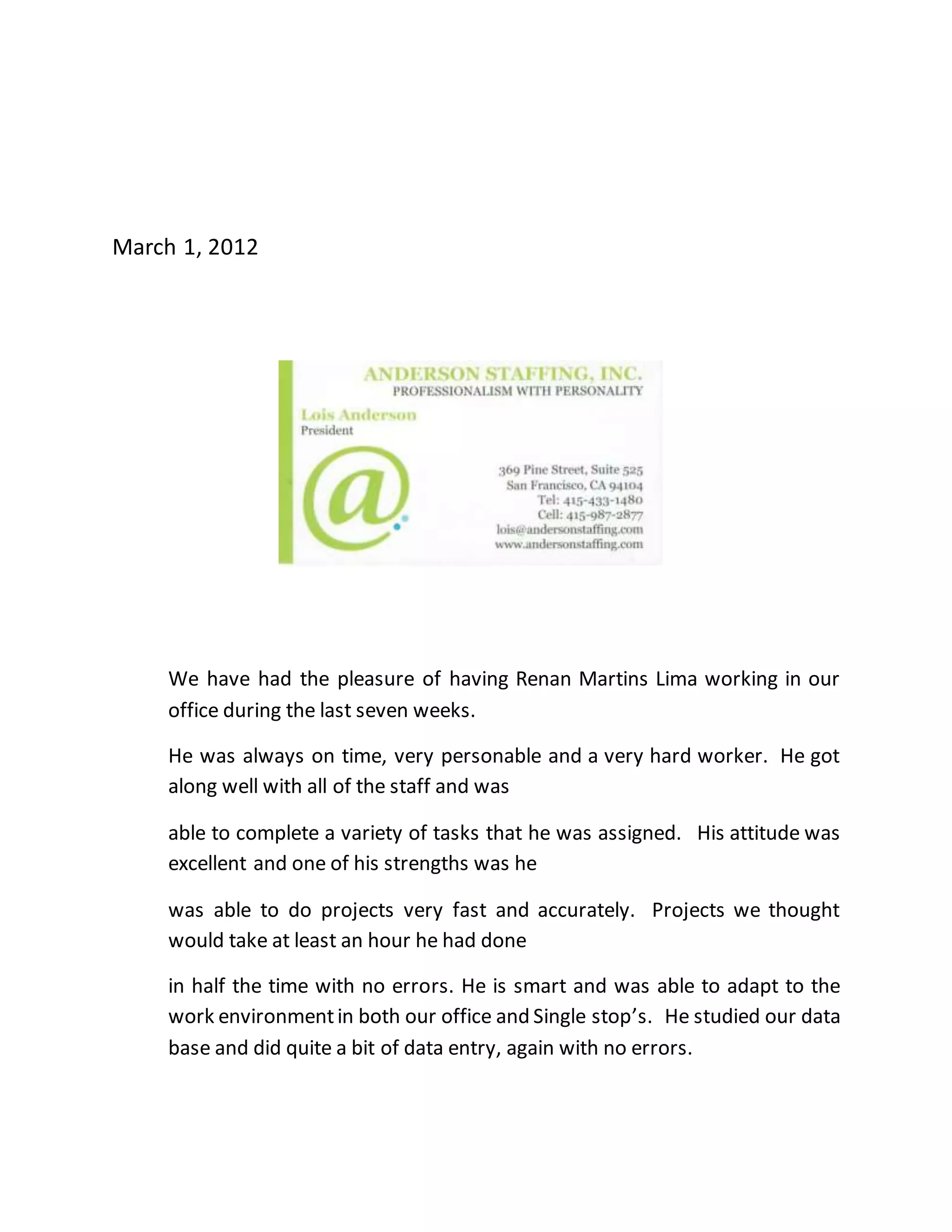 Recommendation letter | DOCX