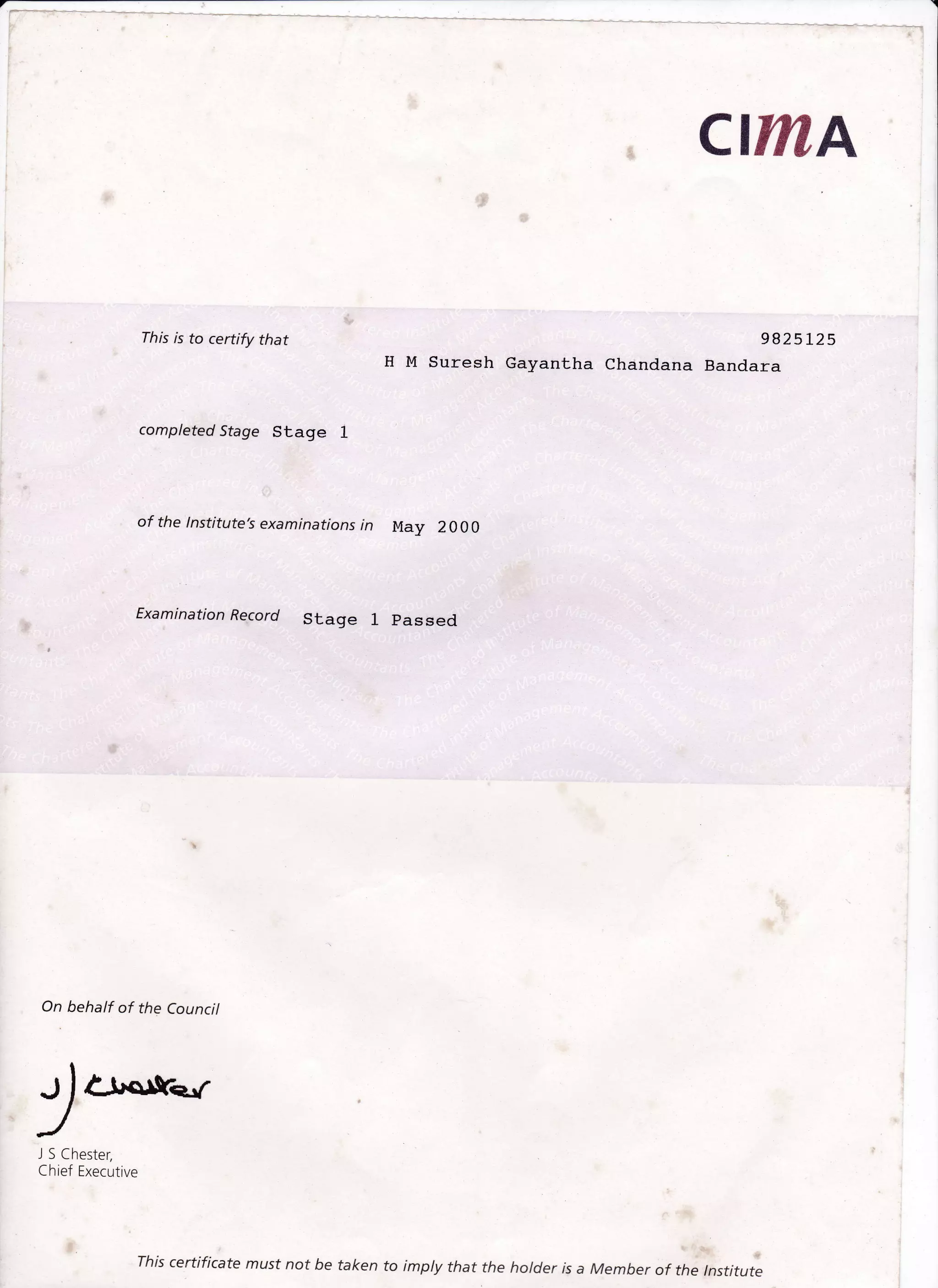 CIMA- Stage One Certificate | PDF