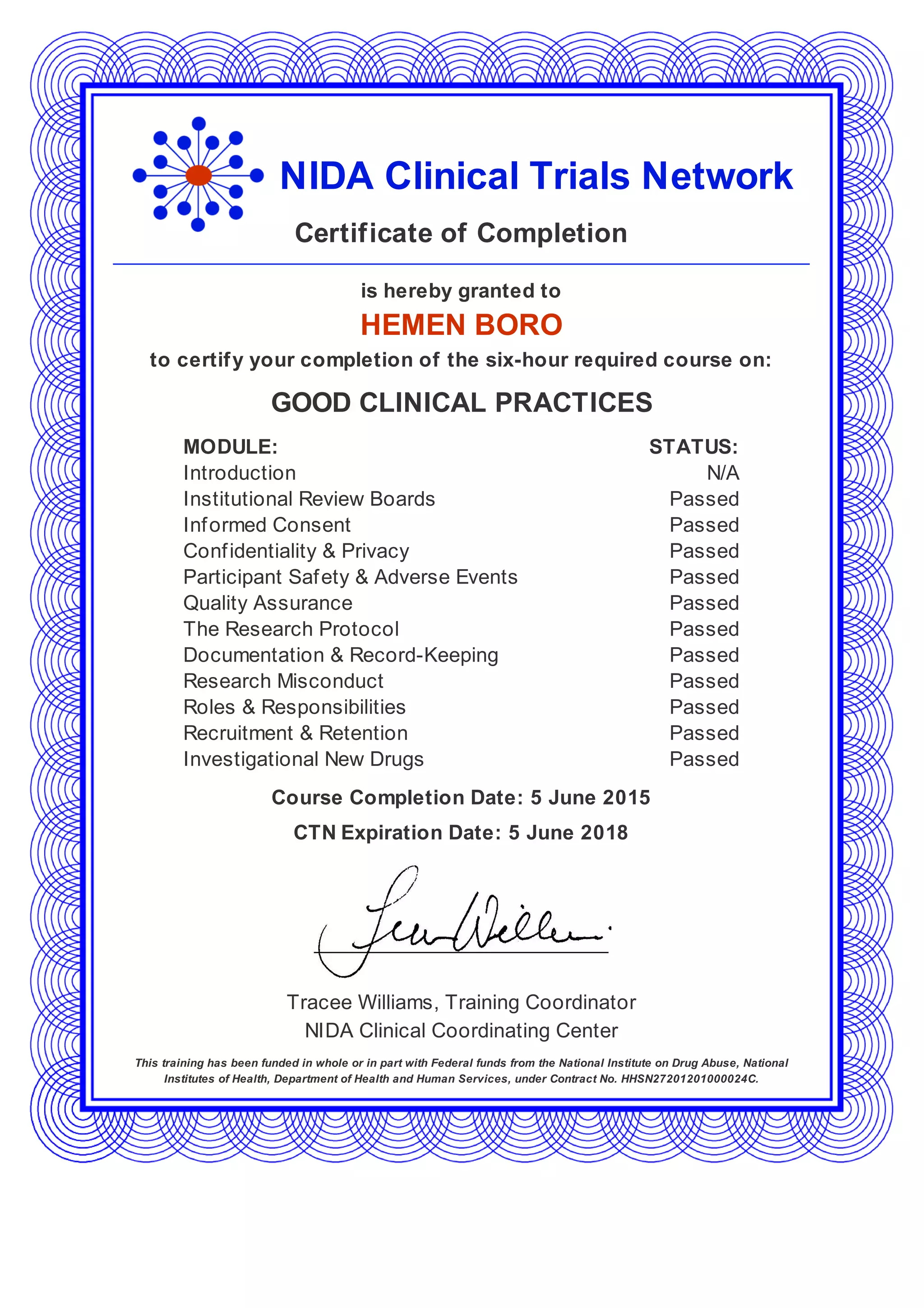 gcp certification from NIDA,USA | PDF
