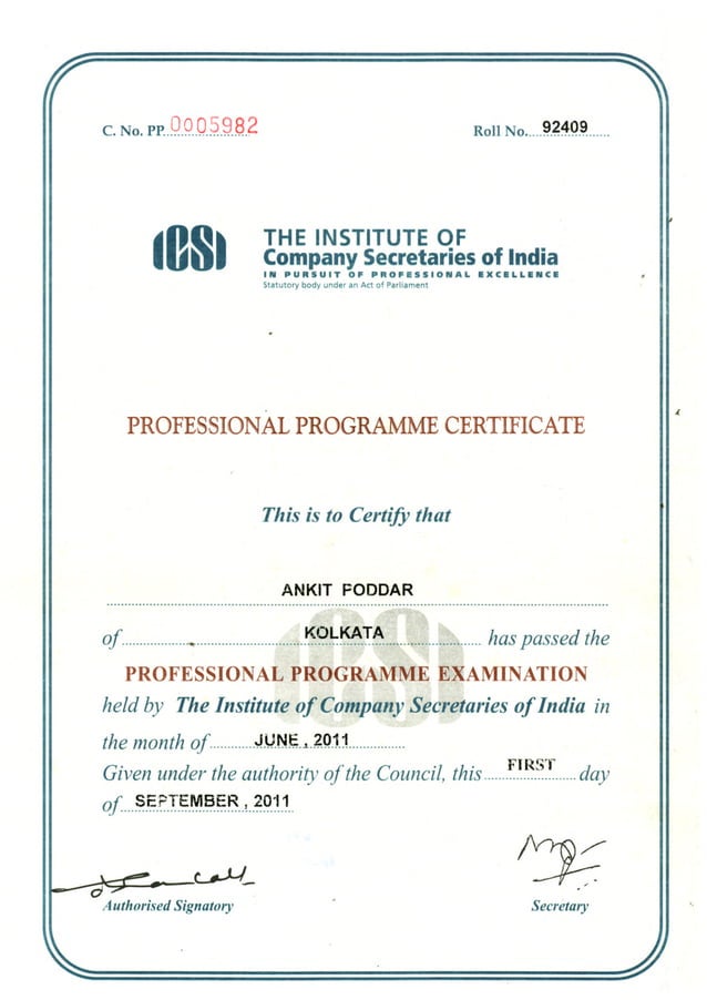 CS Final Certificate | PDF
