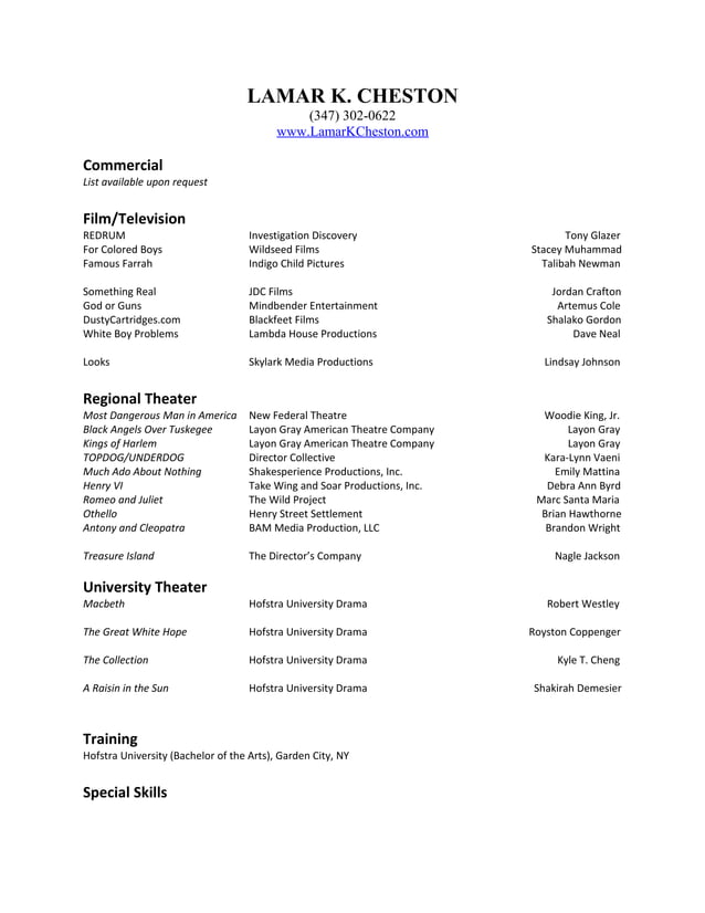 Acting Resume (2015) | PDF