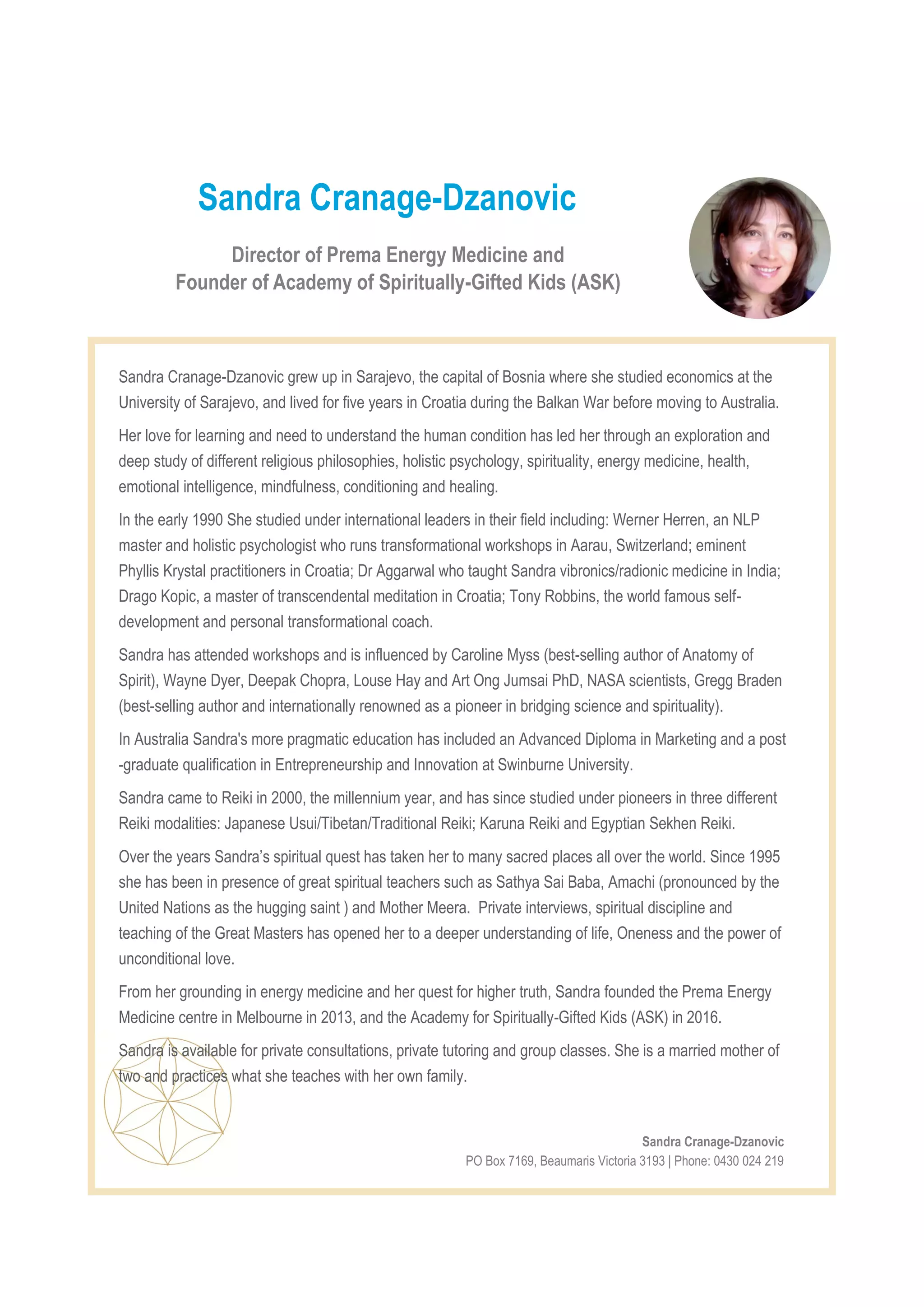 Sandra Cranage bio | PDF
