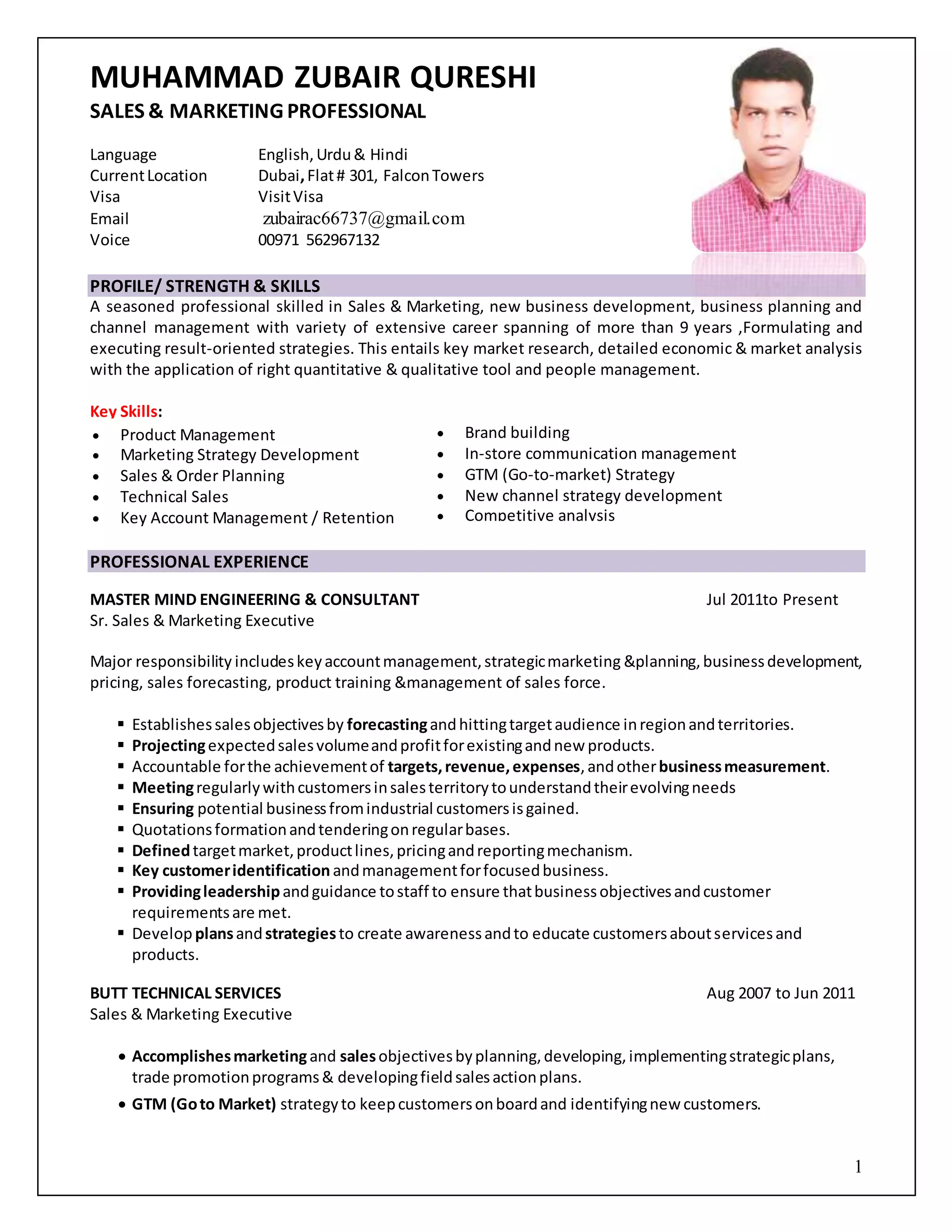 Zubair Qureshi- Sales CV NEW | PDF