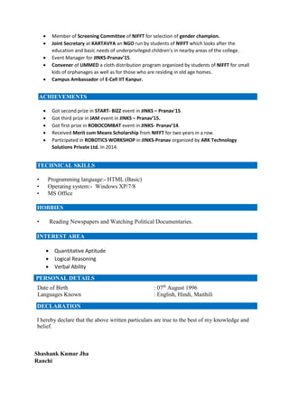 Shashank Kumar Jha CV | PDF