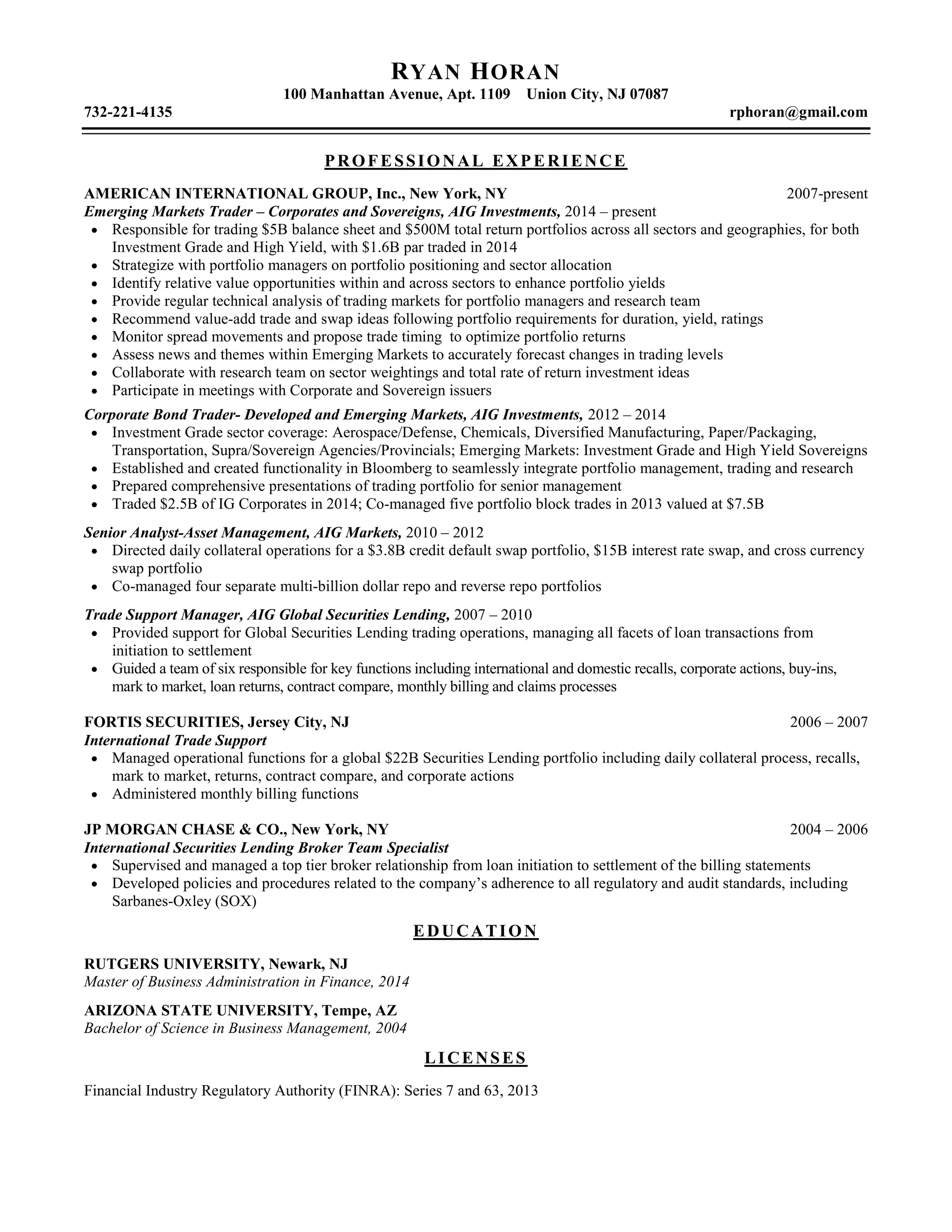 Ryan Horan CV (1) | PDF
