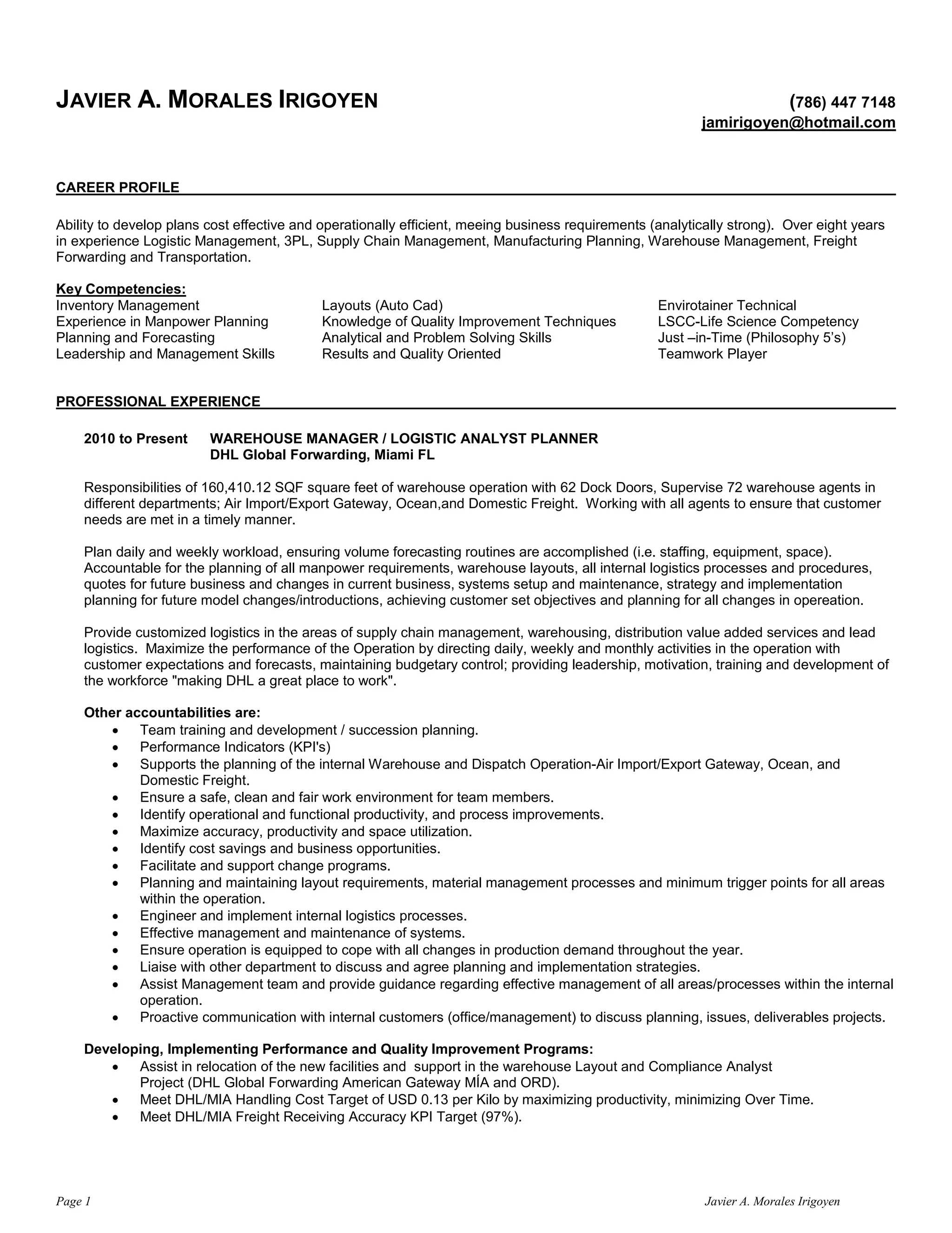 Javier A Morales Irigoyen CV | PDF