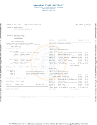 Savannah State University Transcript | PDF