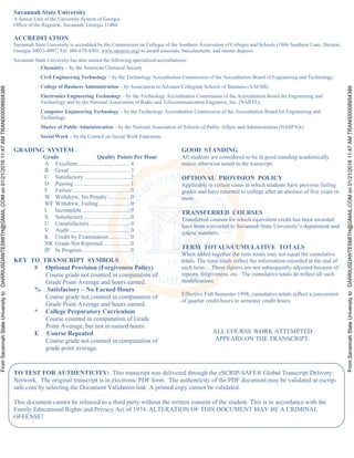 Savannah State University Transcript | PDF