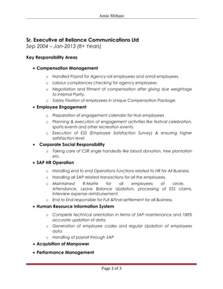 CV Amin | DOC | Human Resources | Business