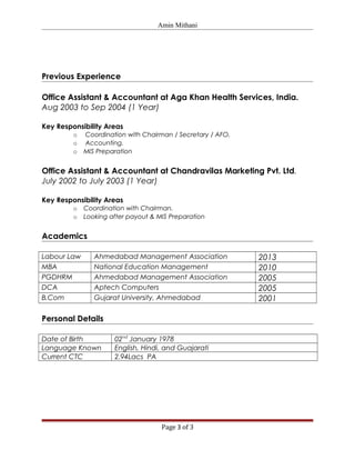 CV Amin | DOC | Human Resources | Business