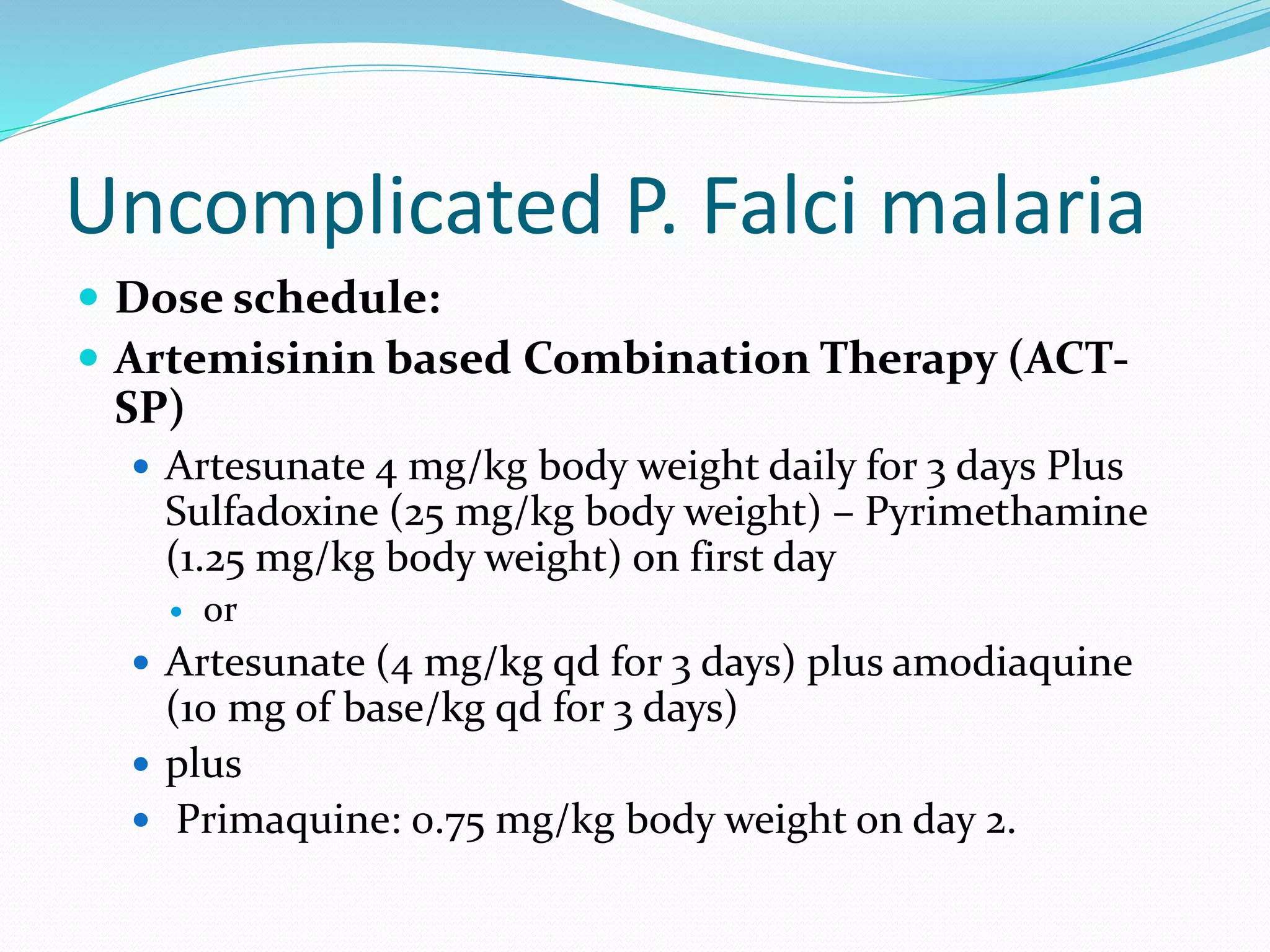 DIAGNOSIS AND MANAGEMENT OF MALARIA | PPTX