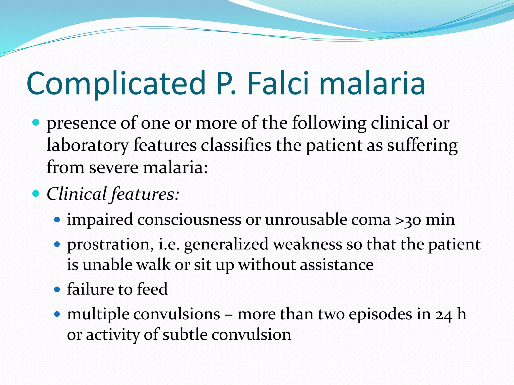 DIAGNOSIS AND MANAGEMENT OF MALARIA | PPTX