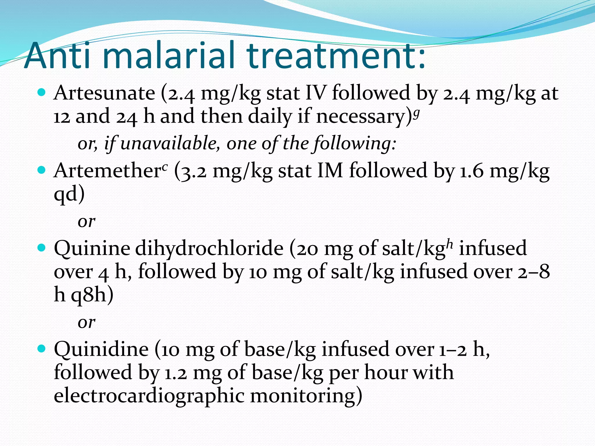 DIAGNOSIS AND MANAGEMENT OF MALARIA | PPTX