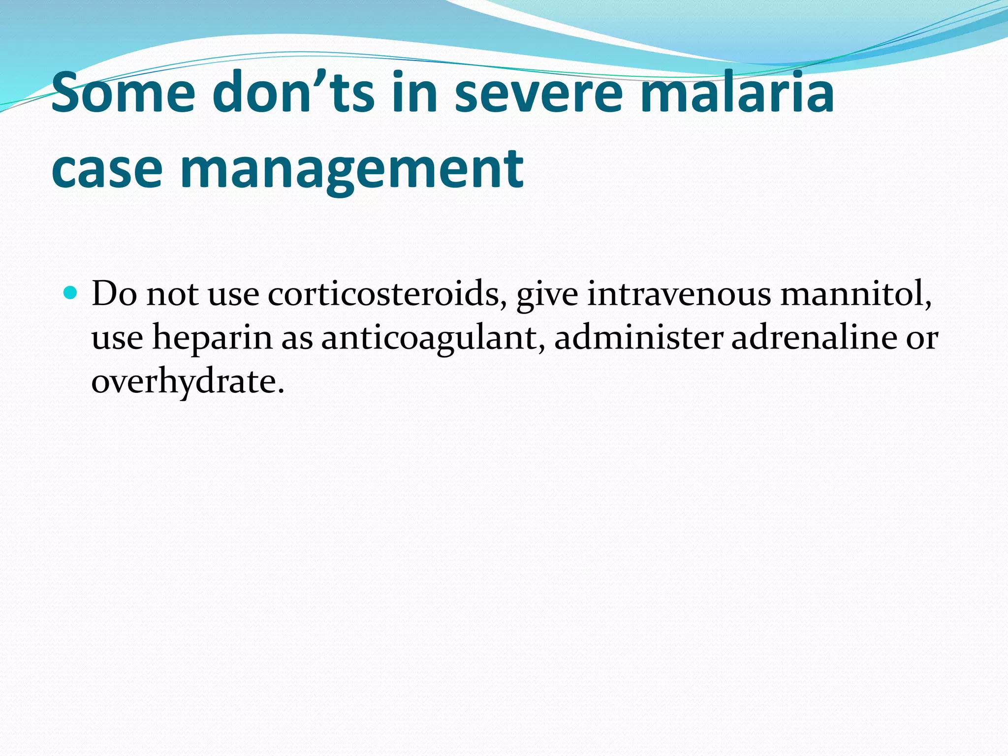 DIAGNOSIS AND MANAGEMENT OF MALARIA | PPTX