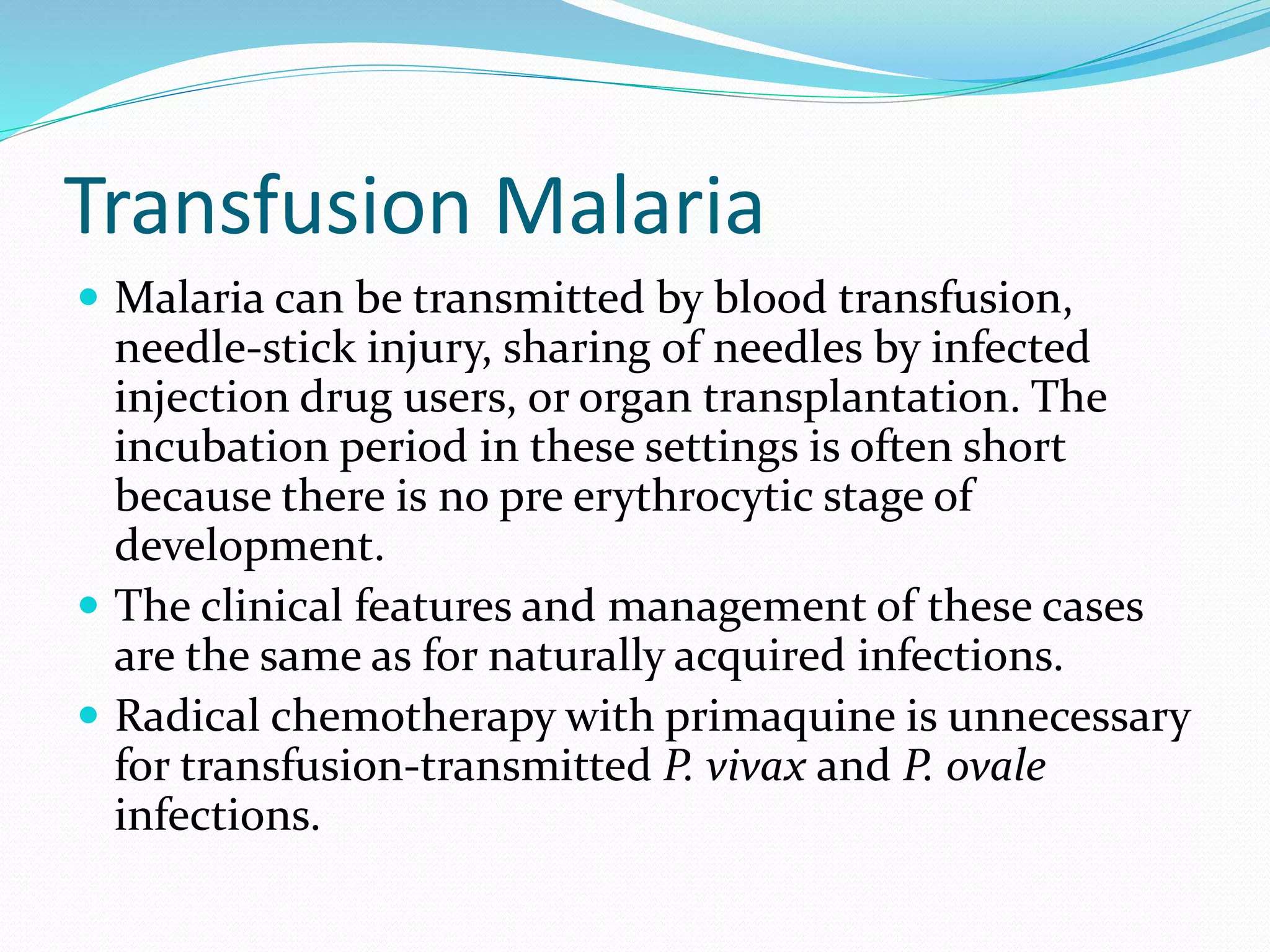 DIAGNOSIS AND MANAGEMENT OF MALARIA | PPTX