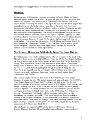 An Analysis of Hurricane Katrina Logistical Disaster Response | DOCX