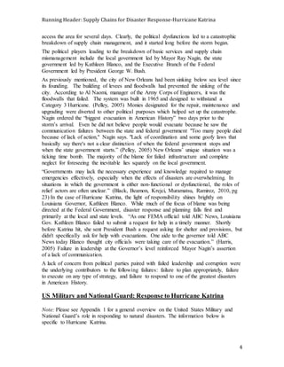 An Analysis of Hurricane Katrina Logistical Disaster Response | DOCX