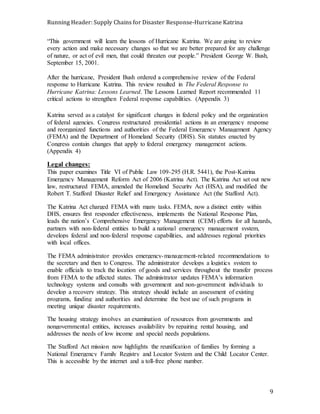 An Analysis of Hurricane Katrina Logistical Disaster Response | DOCX