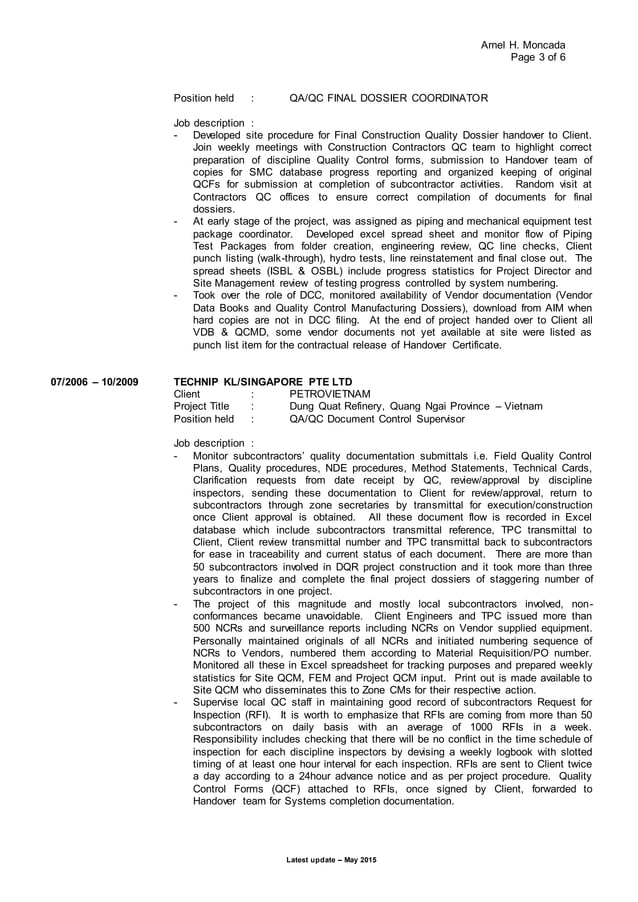 Arnel Moncada Resume | PDF