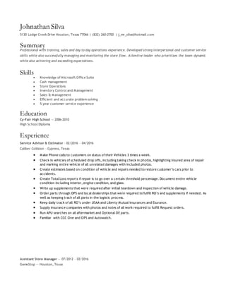Johnathan Silva Resume | PDF