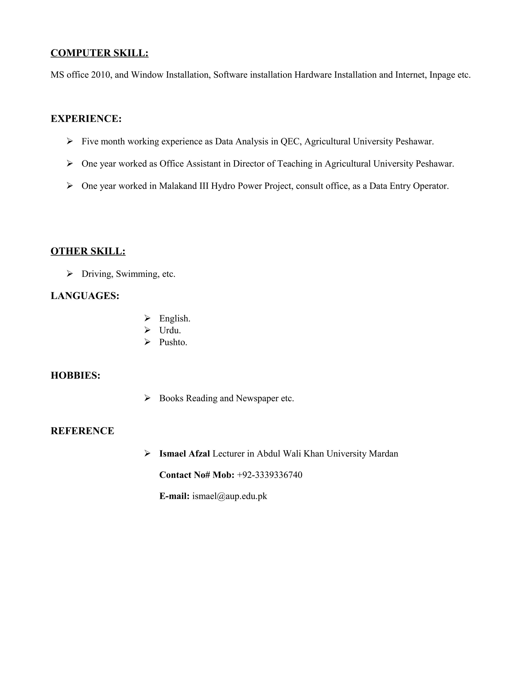 Wajid Frish CV (1) | PDF