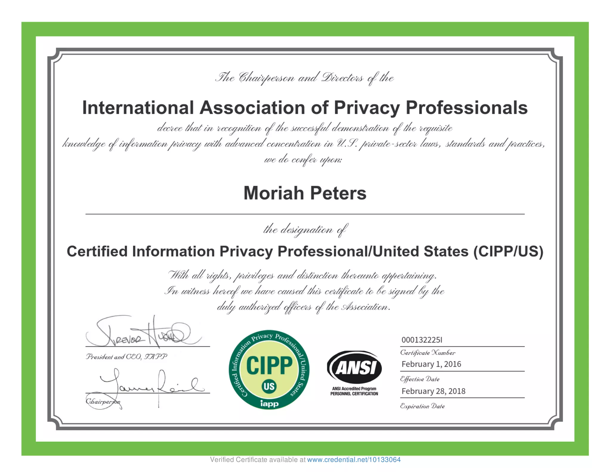 CIPP US_Moriah Peters | PDF