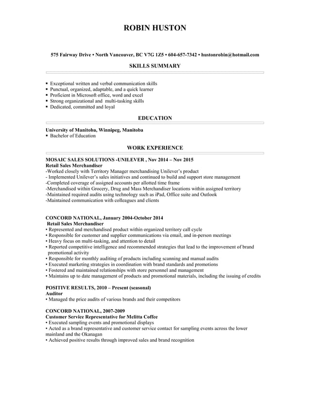 Robin Huston -Resume Sept 2015 | PDF