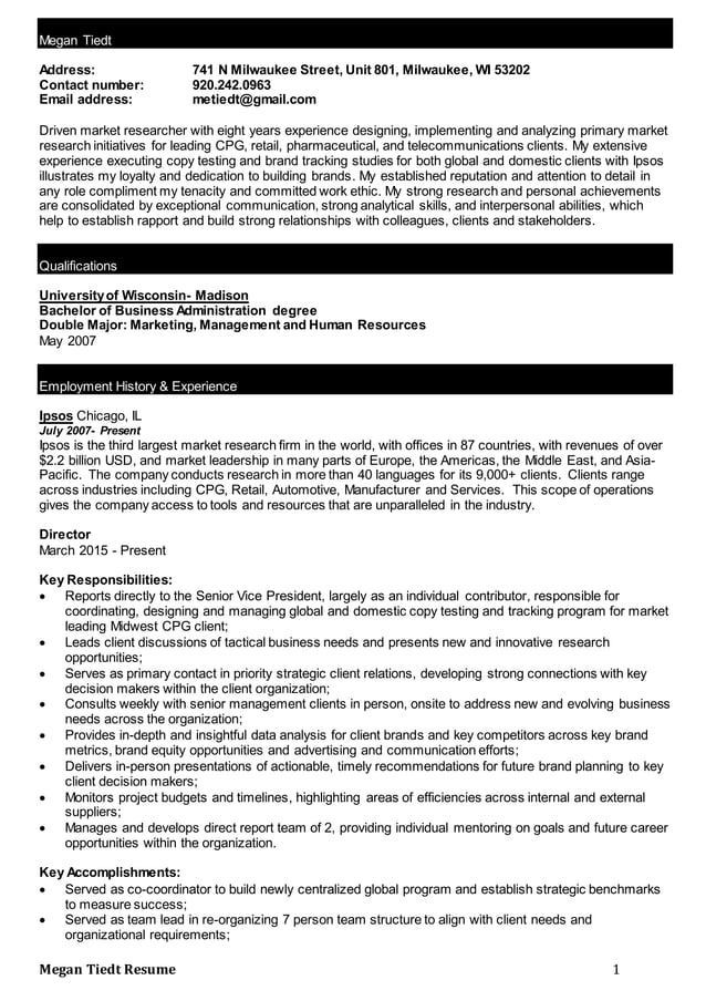 Tiedt, Megan - Resume 2015 | PDF