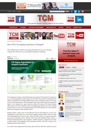 How FIS is leveraging acquisition of Sungard _ Tech Channel MEA | PDF