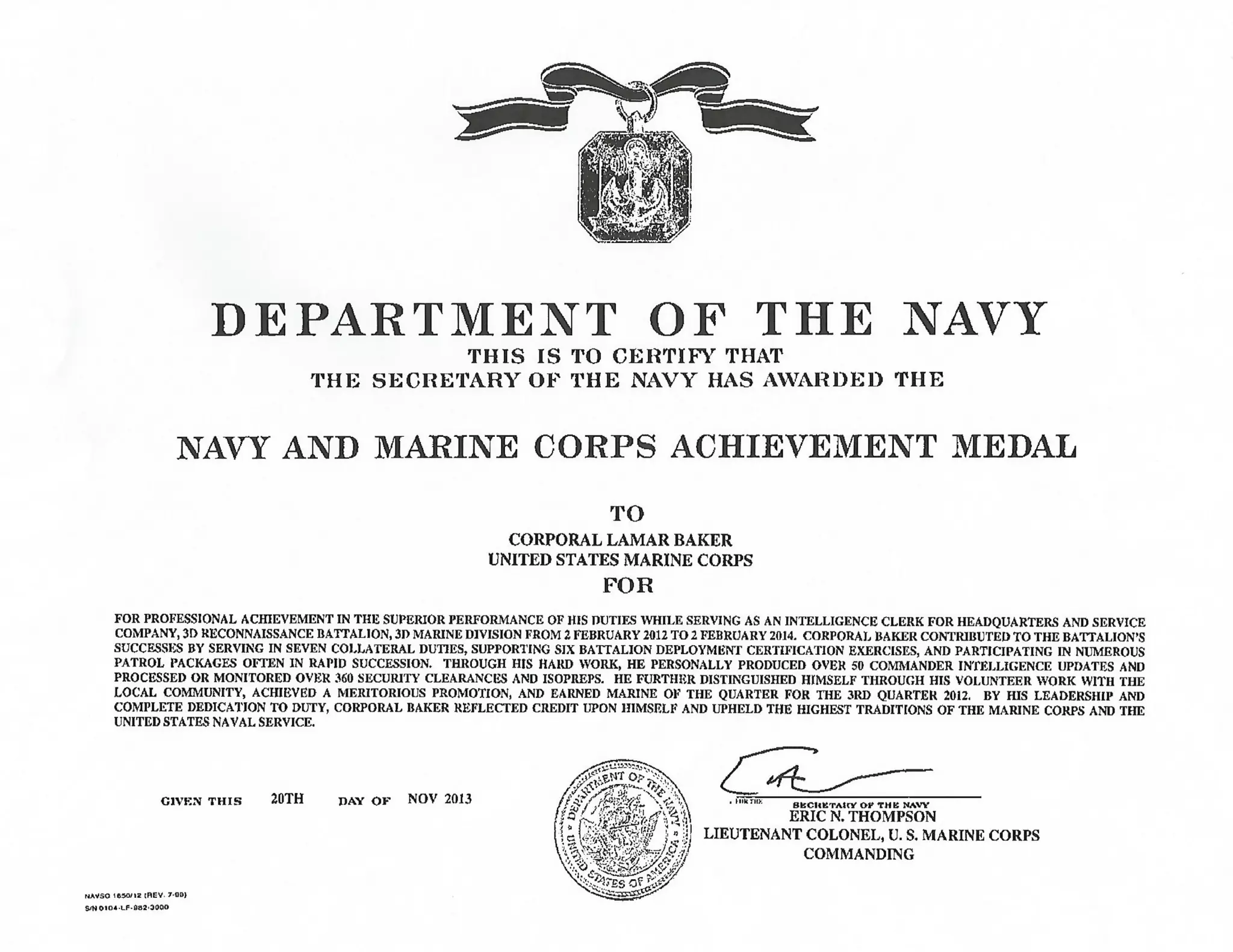 Navy and Marine Corp Achievement Medal 1 | PDF