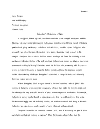 EuthyphroandSocrates | DOCX | Christianity | Religion & Spirituality