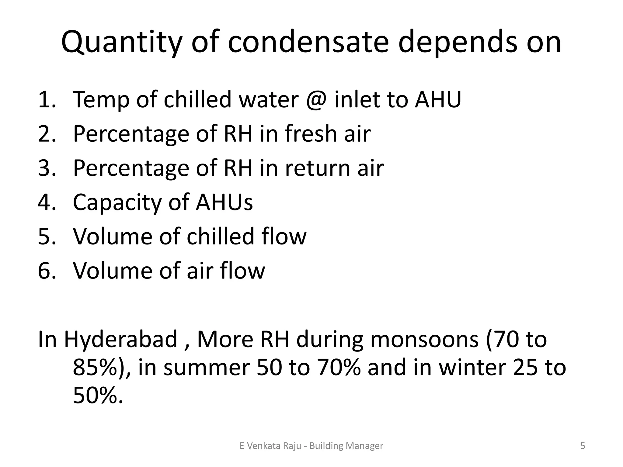 AHU condensate usage and appllication | PPSX