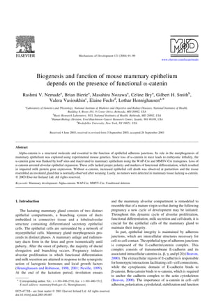 Biogenesis and function of mouse mammary epithelium depends on the ...