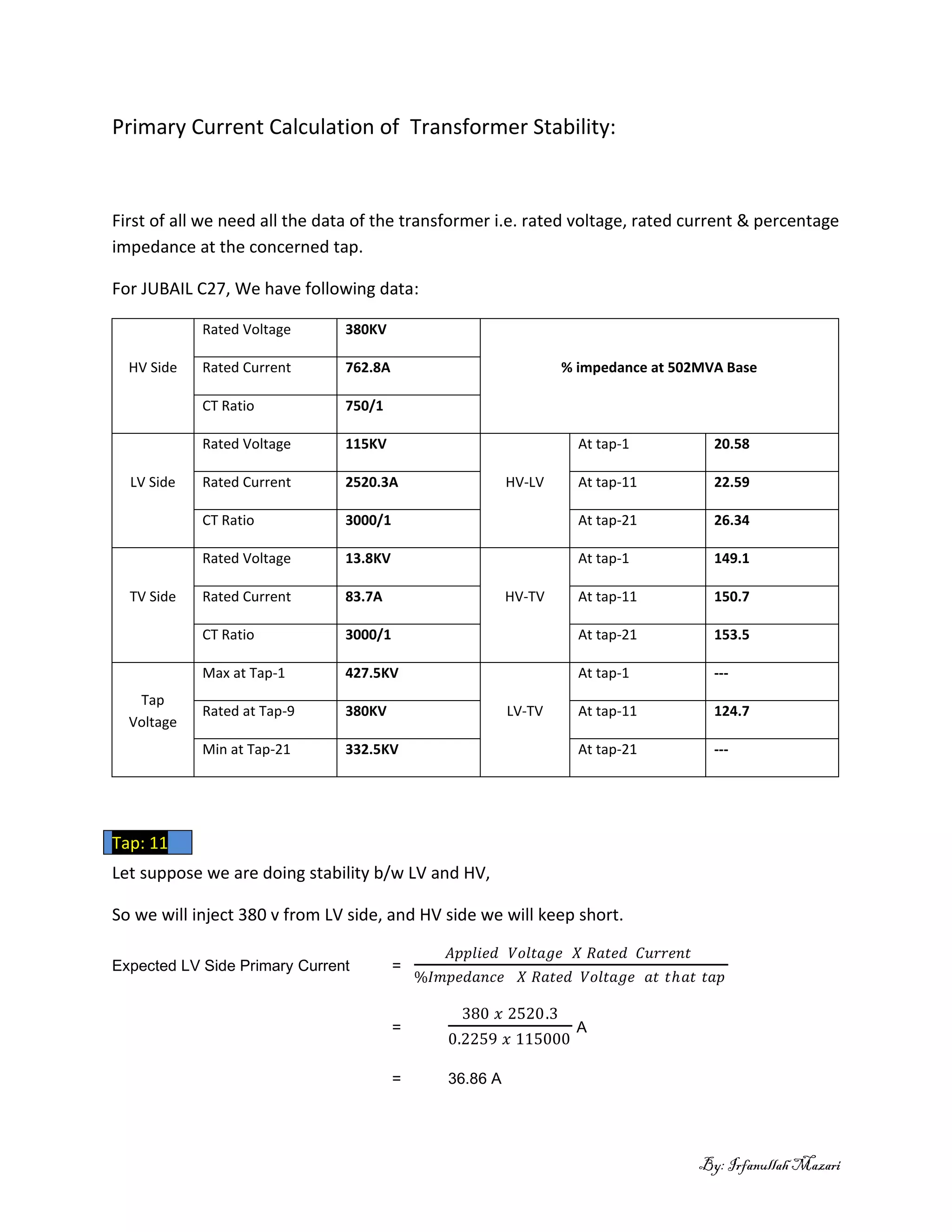 Primary Current Calculation for XF Stabilty | PDF
