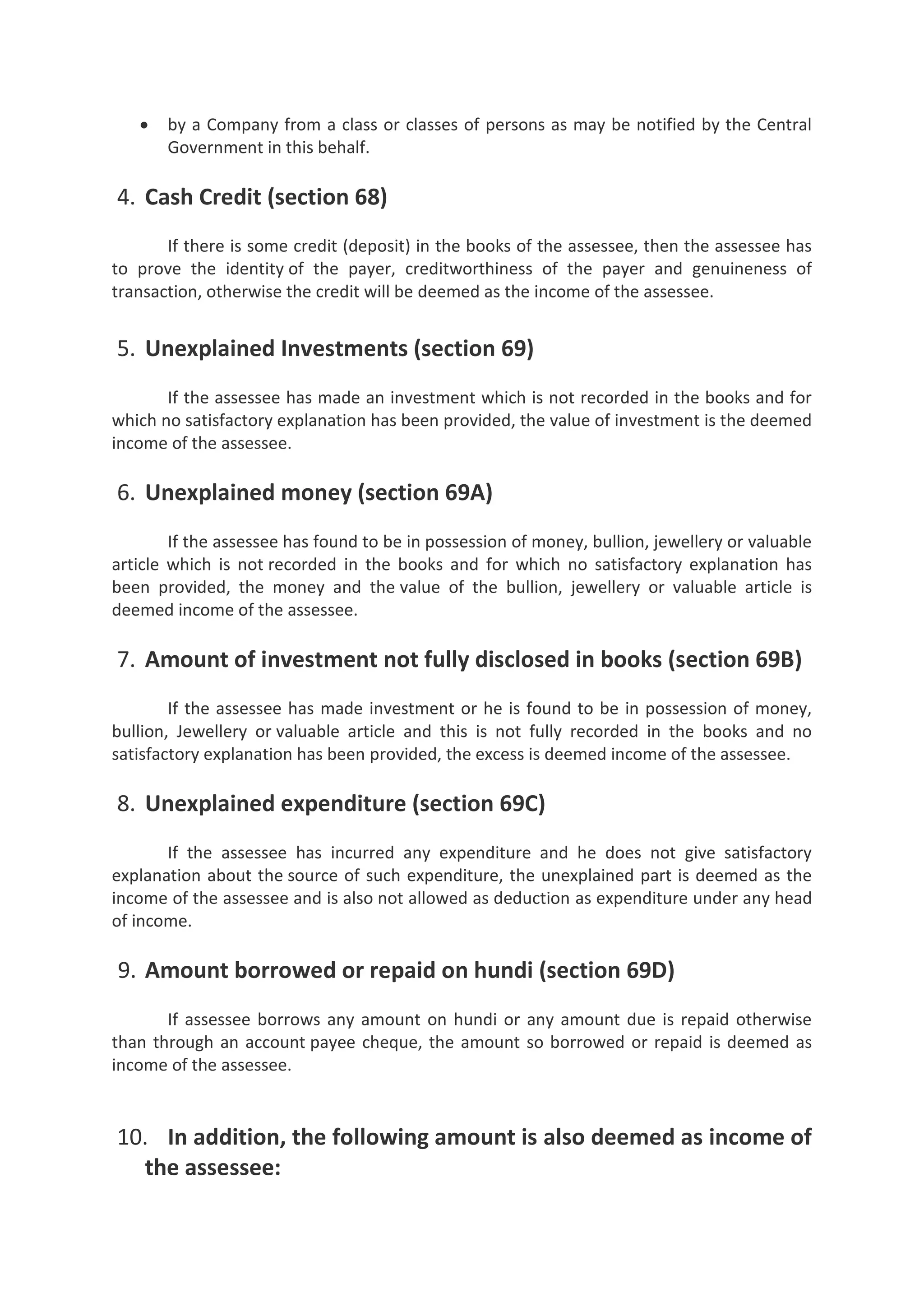 Deemed Income under Income Tax Act | PDF