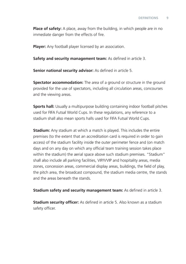 0_FIFA Stadium Safety and Security Regulations.pdf | Soccer | Sports