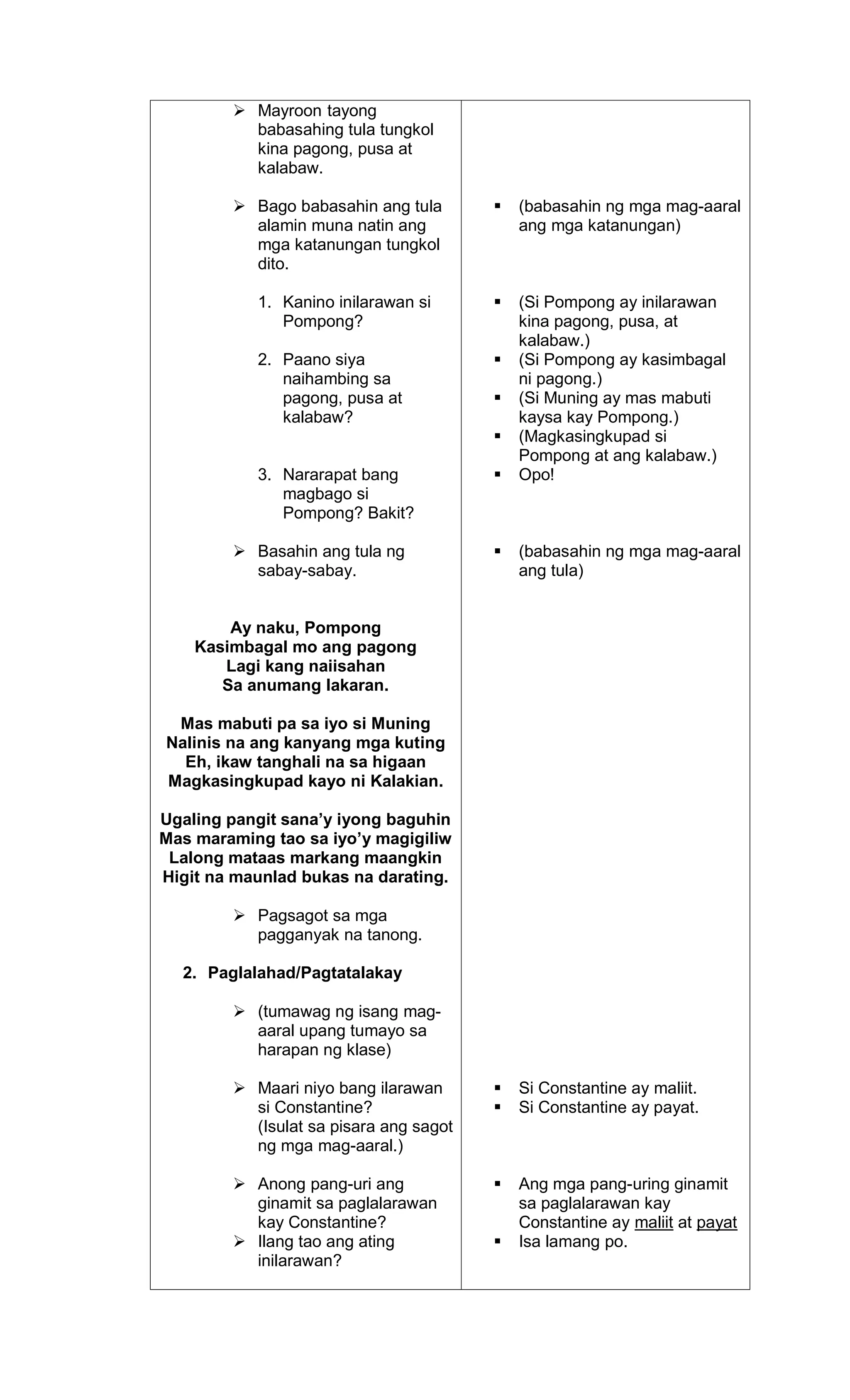 Banghay aralin sa filipino Example from jaw | PDF