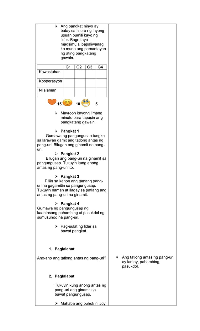 Banghay aralin sa filipino Example from jaw | PDF
