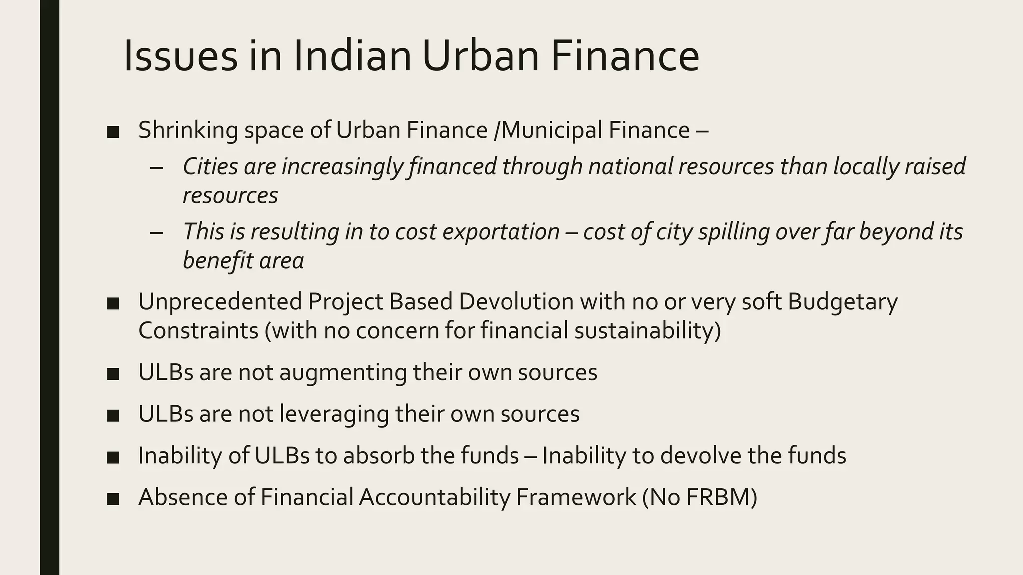 Issues in indian urban finance | PPTX