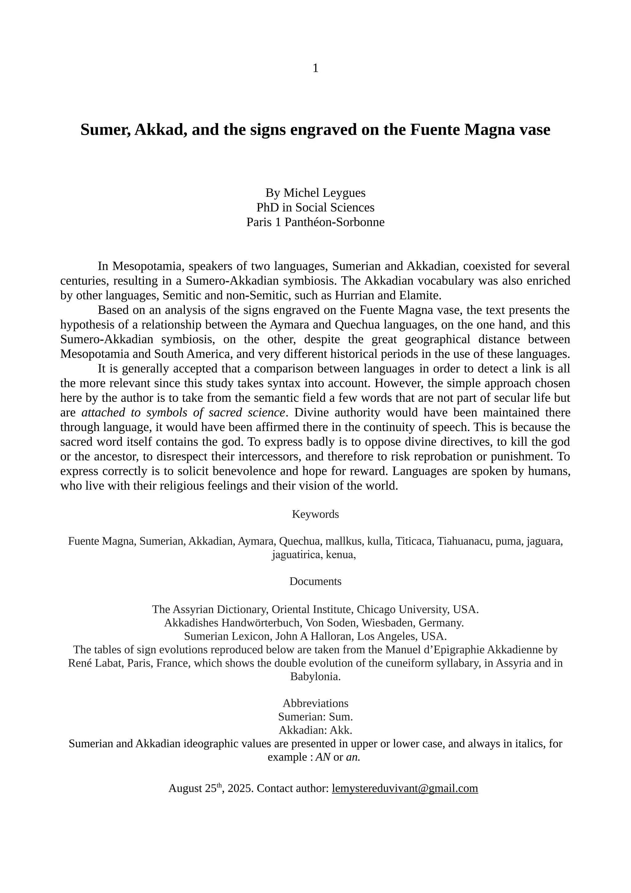 Sumer, Akkad, and the signs engraved on the Fuente Magna vase | PDF