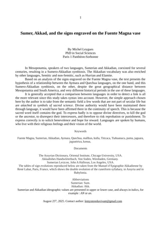 Sumer, Akkad, and the signs engraved on the Fuente Magna vase | PDF