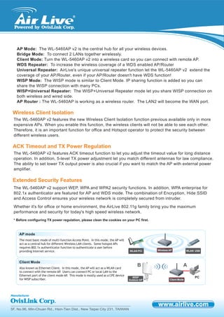 Air live wl-5460ap-v2_specsheet | PDF | Computer Networking | Computing