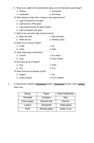 Science 3 3rd long | DOCX | Chemistry | Science