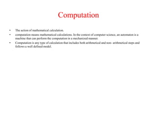 Relation between Languages, Machines and Computations | PPT