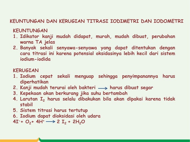 Volumetri Redoks, Iodometri, Iodimetri, reduksi Oksidasi, titrasi | PPSX